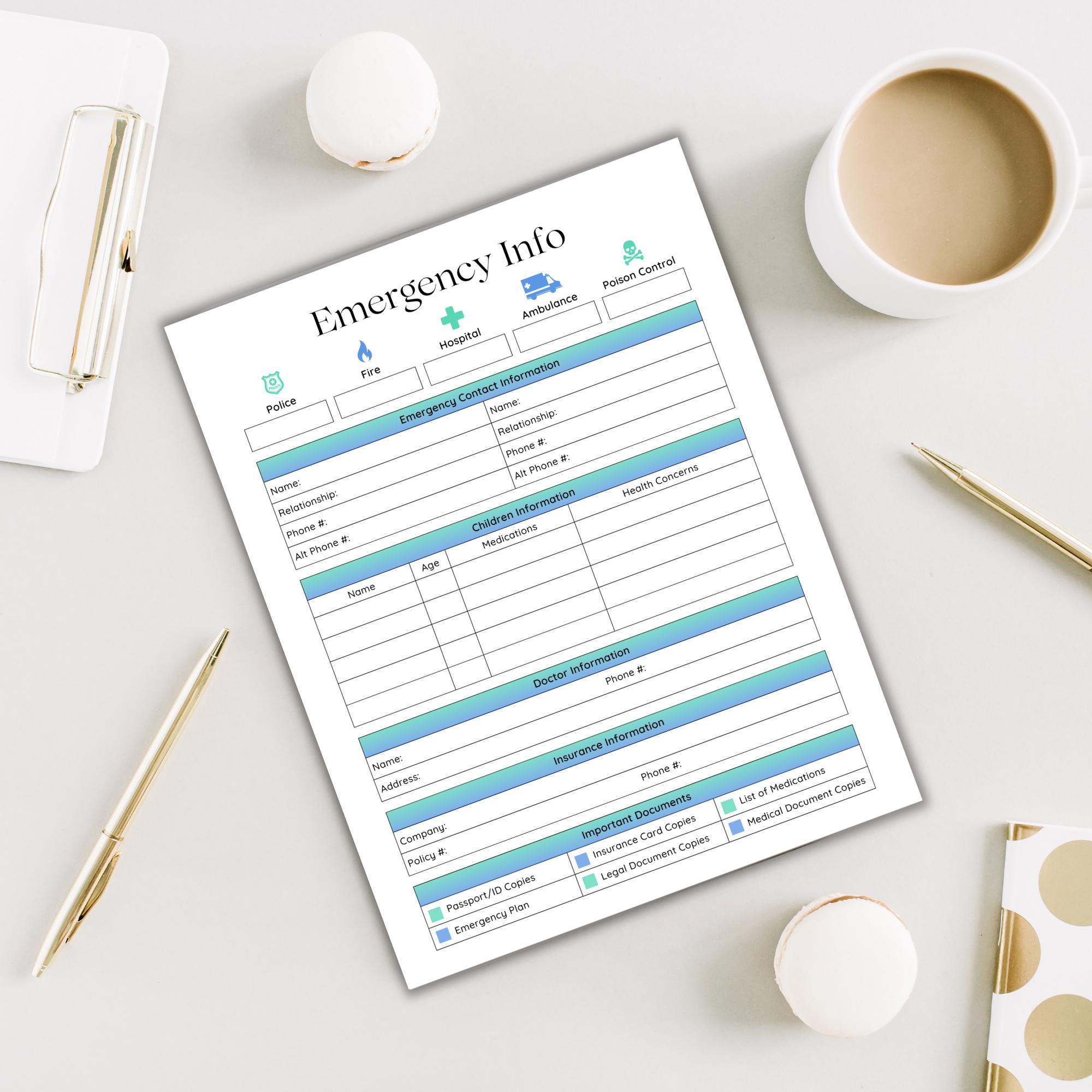 Emergency Binder Printable | End of Life Planner | Household Family ...