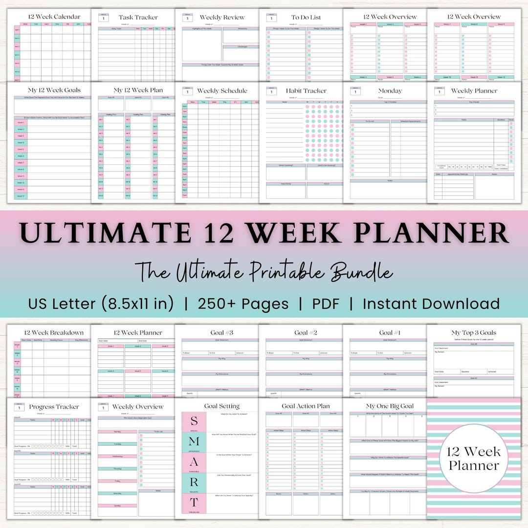 12 Week Planner Printable | Adhd Productivity Planner | Goal Setting ...