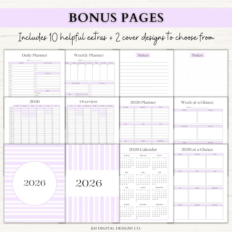 2026 Monthly Calendar Printable: Month on 2 Pages, ADHD Yearly Schedule ...