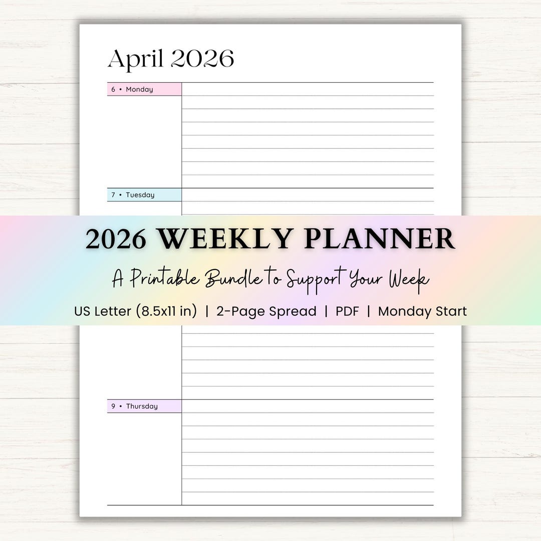 2026 Weekly Planner Printable: Weekly Schedule, ADHD Productivity ...