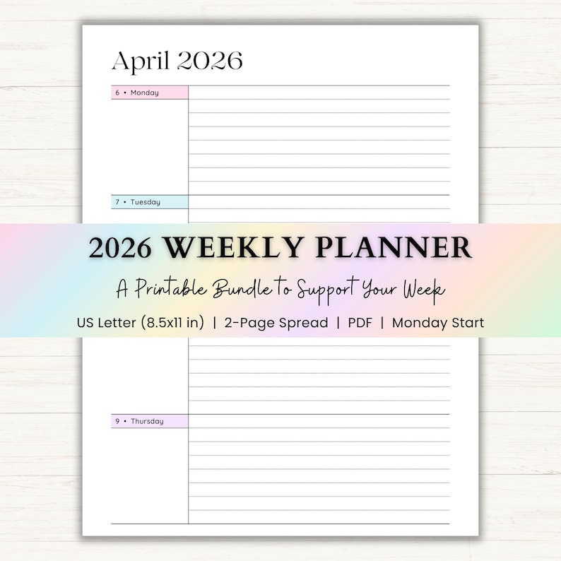 2026 Weekly Planner Printable: Weekly Schedule, ADHD Productivity ...