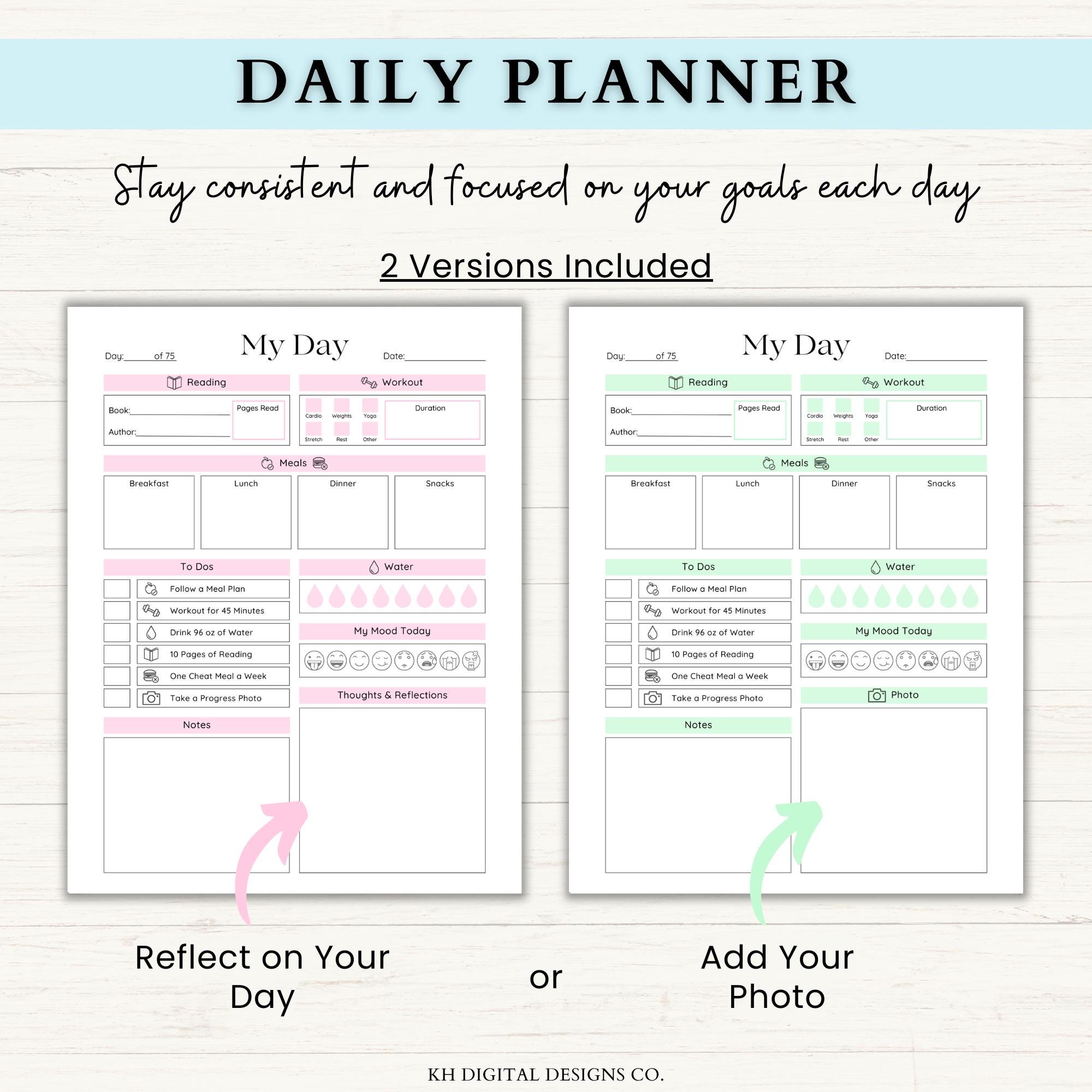 75 Medium Challenge Printable Planner | 75 Day Tracker Template ...