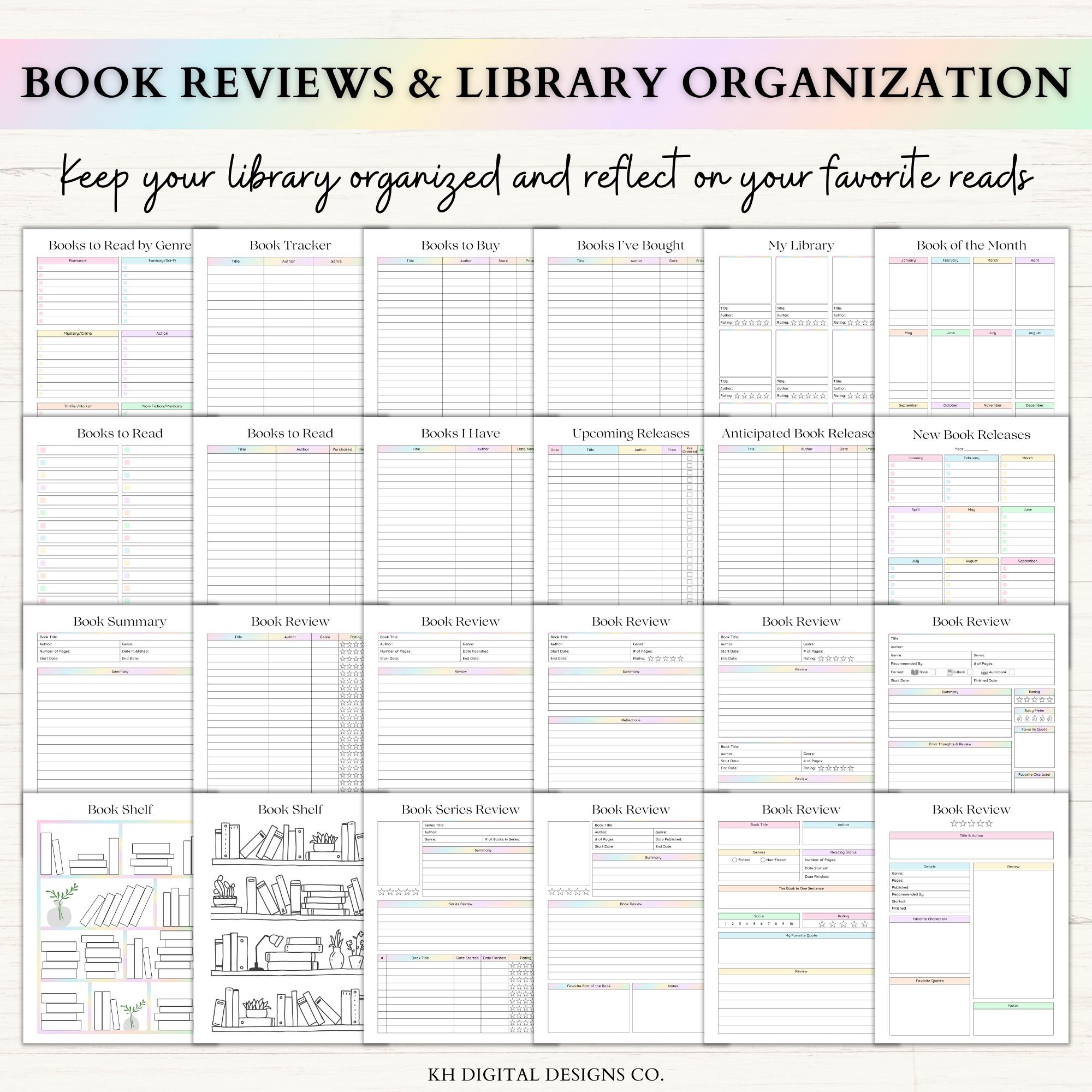 Reading Journal Printable | Book Reading Tracker | Book Shelf | Monthly ...