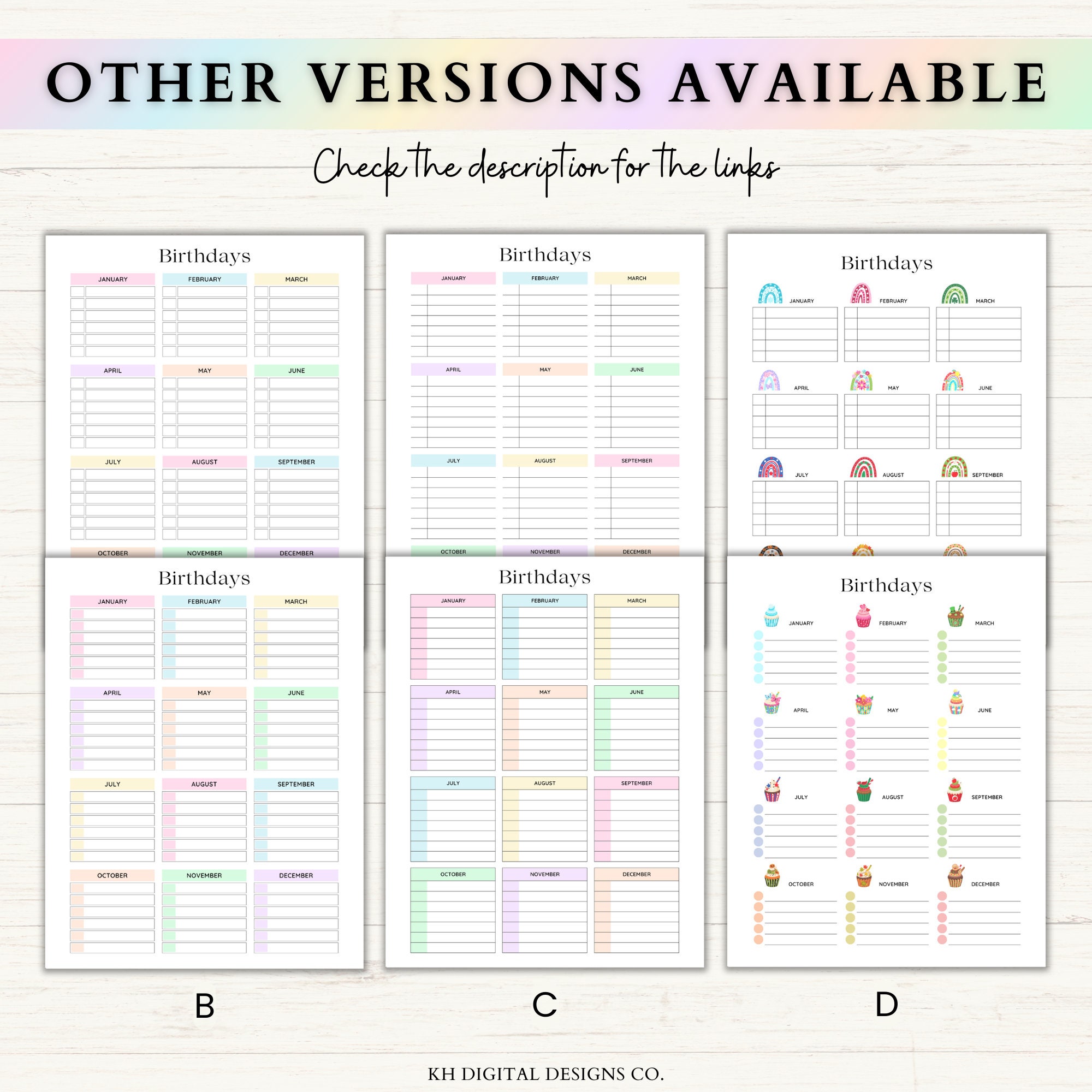 Editable Birthday Tracker Printable Birthday List Perpetual Birthday ...