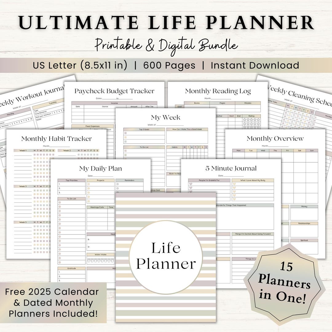 Ultimate Life Planner Printable Bundle | Adhd Productivity Planner ...