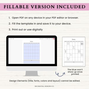 Editable Undated Monthly Calendar | One Page Perpetual Calendar | 12 ...