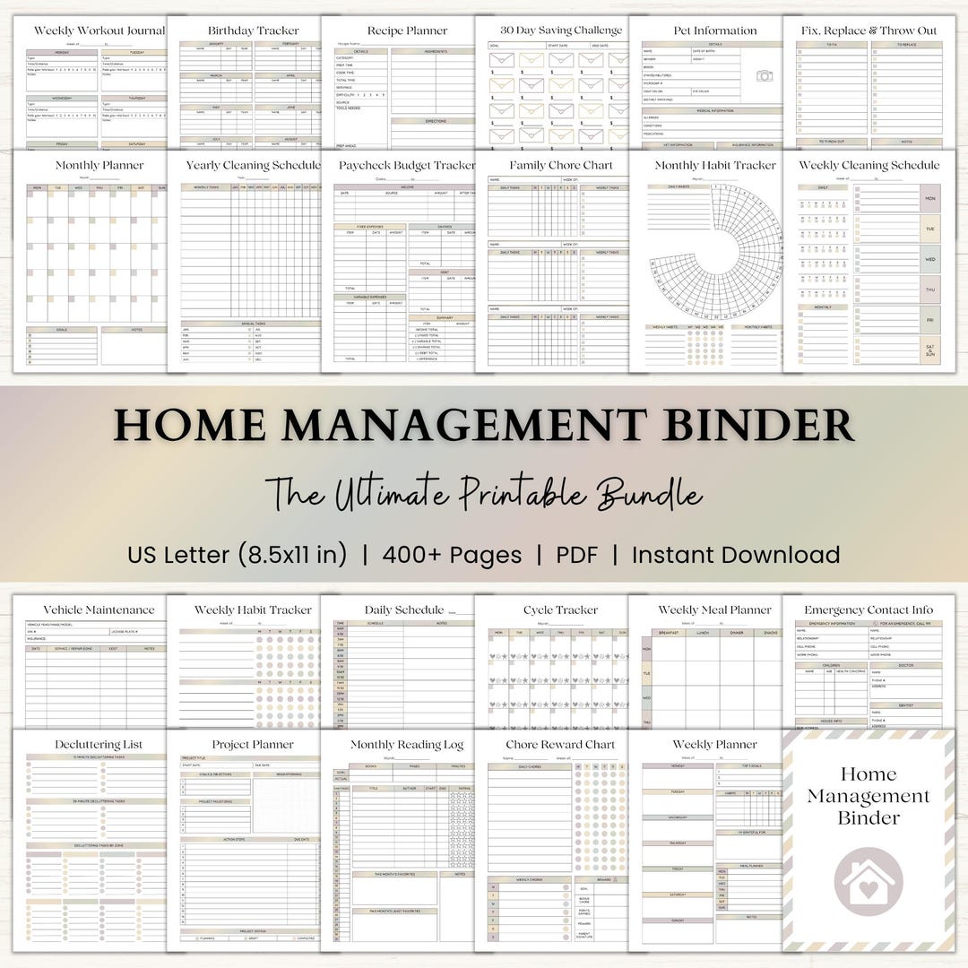 Home Management Binder | Printable Cleaning Schedule | Family Chore ...