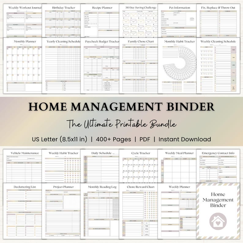 Home Management Binder | Printable Cleaning Schedule | Family Chore ...