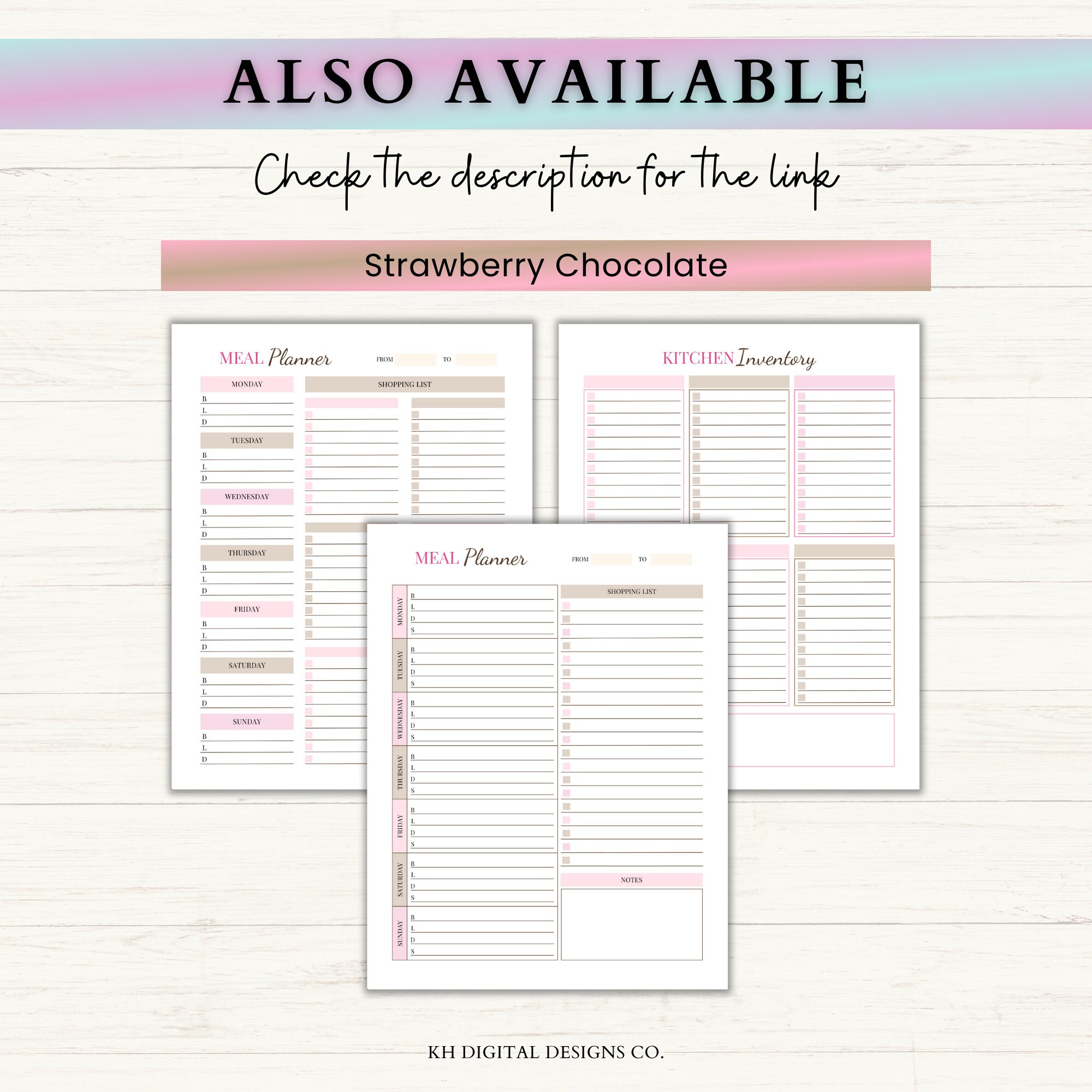 Weekly Meal Planner Printable Bundle With Recipe Template, Grocery List ...