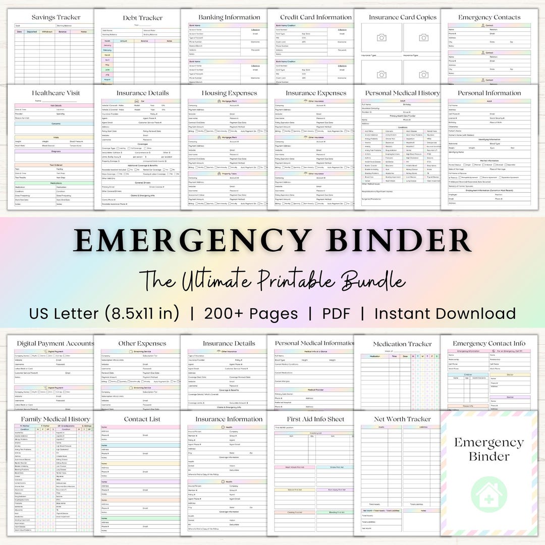 Emergency Binder Printable | End of Life Planner | Family Survival ...
