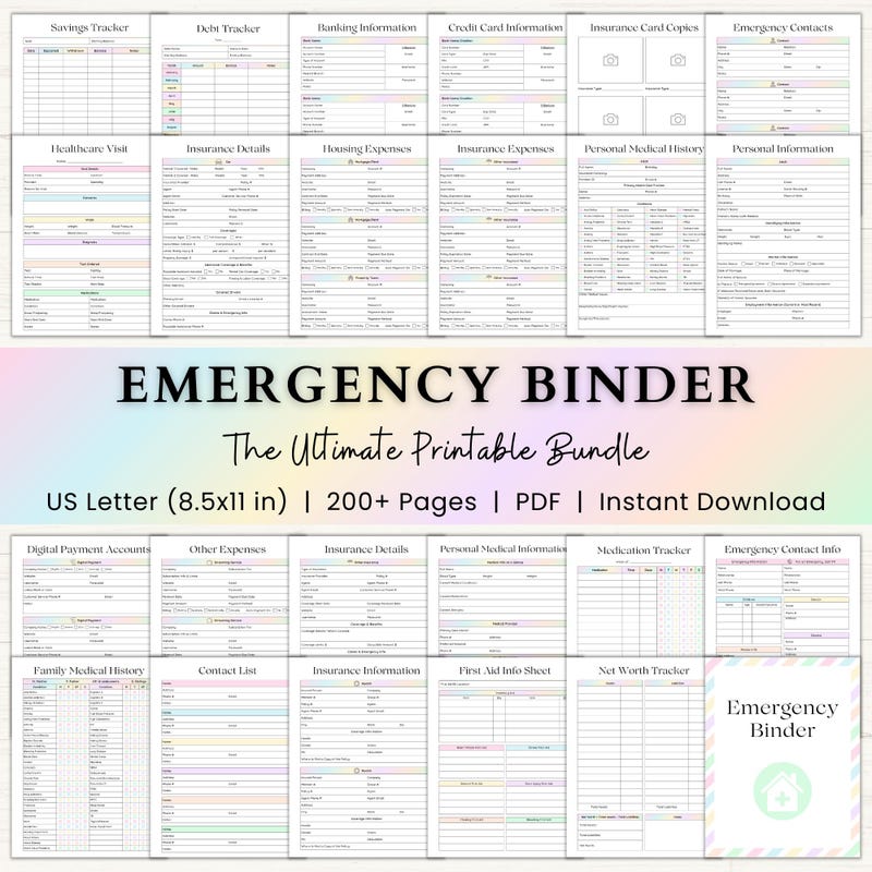 Family Emergency Binder Kit - Etsy