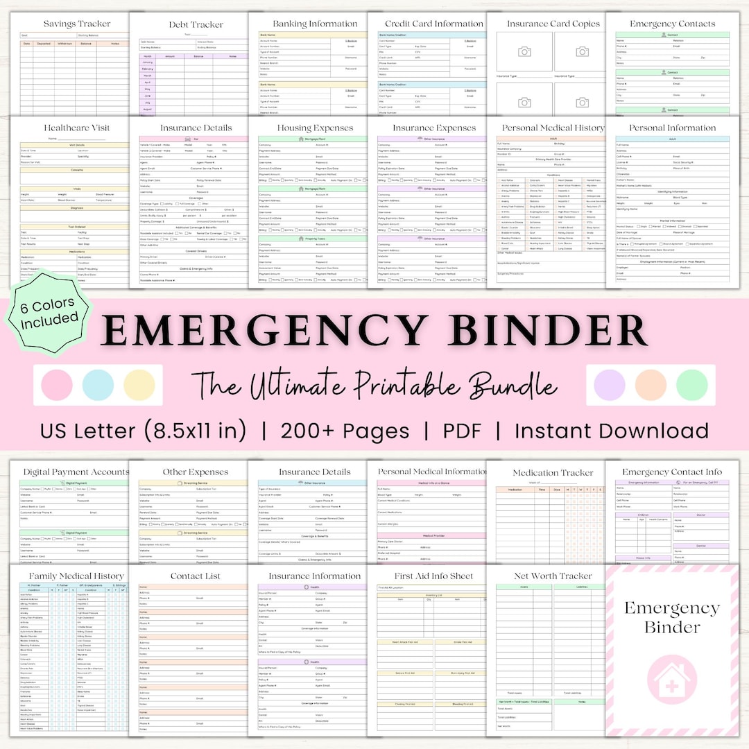 Emergency Binder Printable | End of Life Planner | Household Survival ...