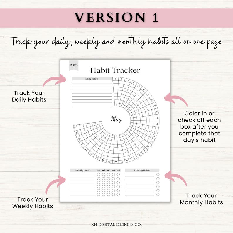 2025 Monthly Habit Tracker Printable | Circle Daily Habit Tracker ...