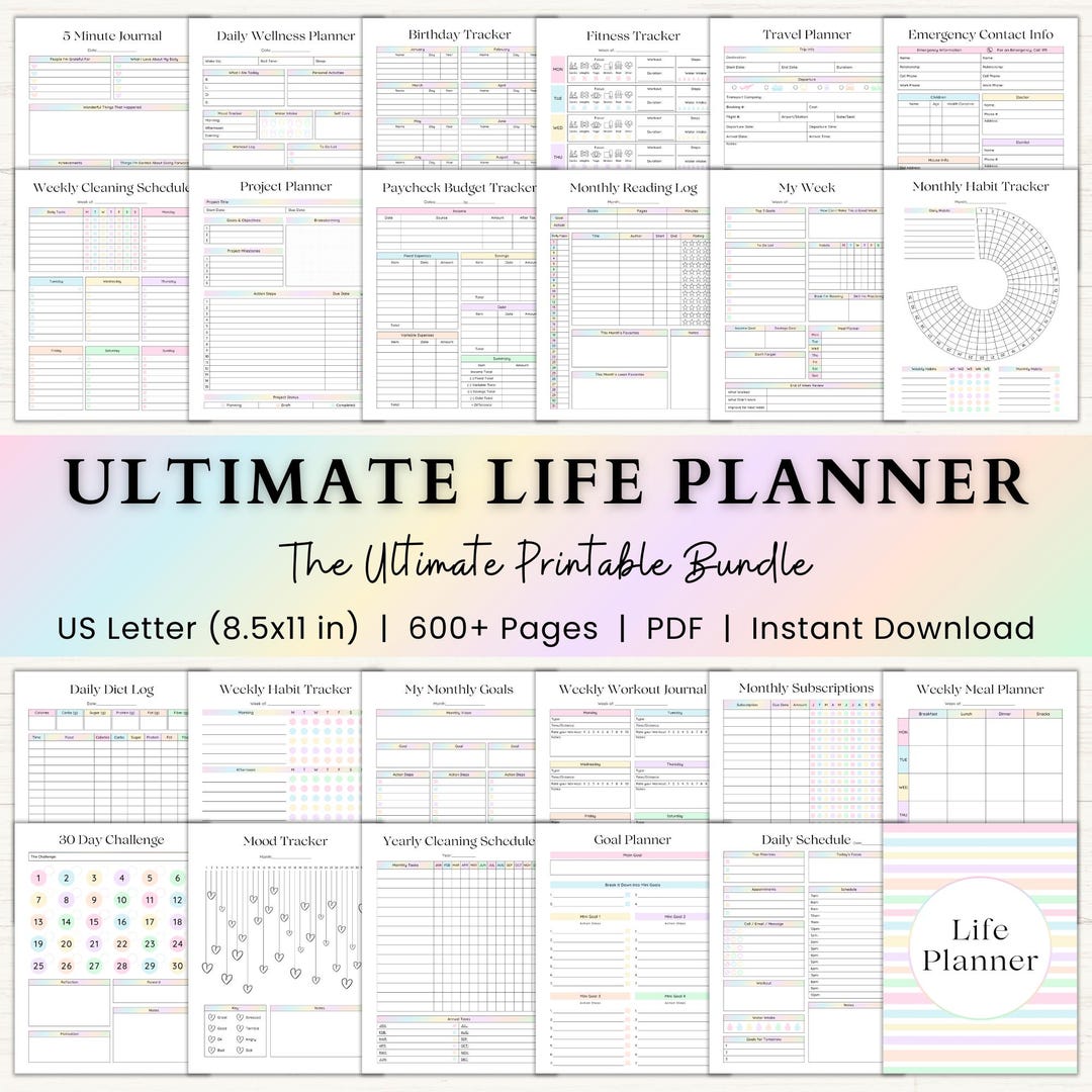 Ultimate Life Planner Printable Bundle | Adhd Productivity Planner ...