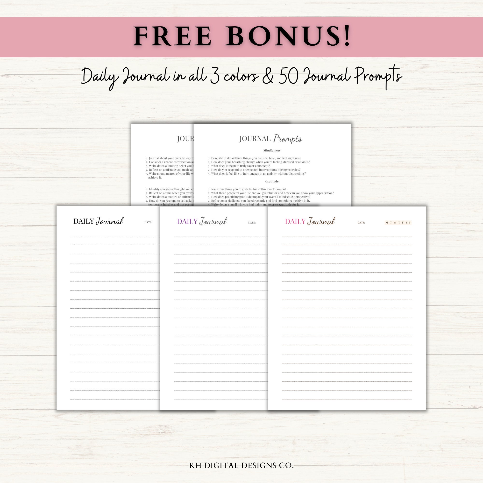 Weekly Mindfulness Journal Printable Self Care Journal Calm Mind ...