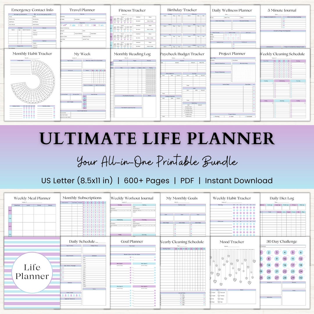 Ultimate Life Planner Bundle Printable: Boost Focus, Mood ...