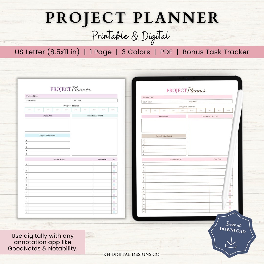 Project Planner Printable | Project Timeline Tracker | Productivity ...