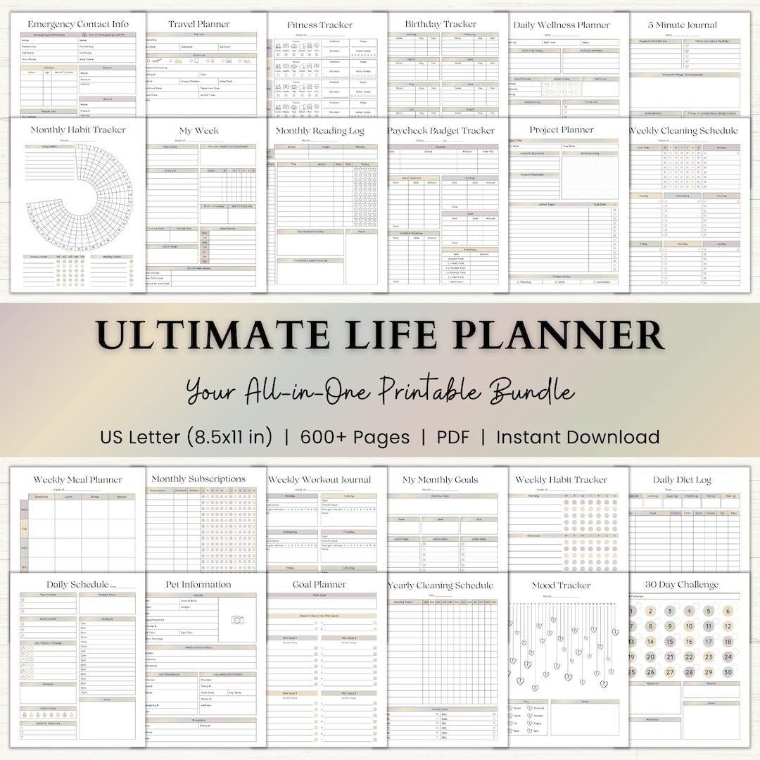 Ultimate Life Planner Printable Bundle | ADHD Monthly Productivity ...
