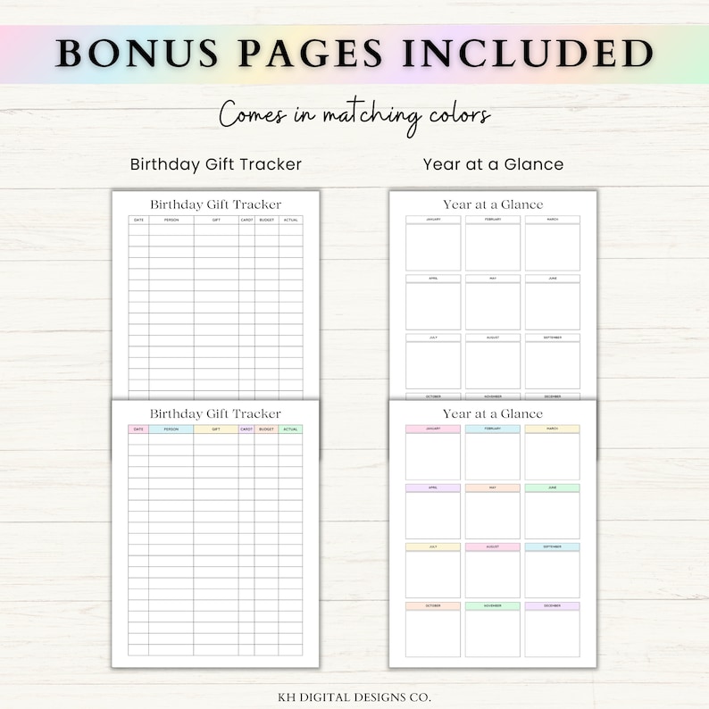 Birthday Calendar Template Printable | Birthday Planner | Fillable ...