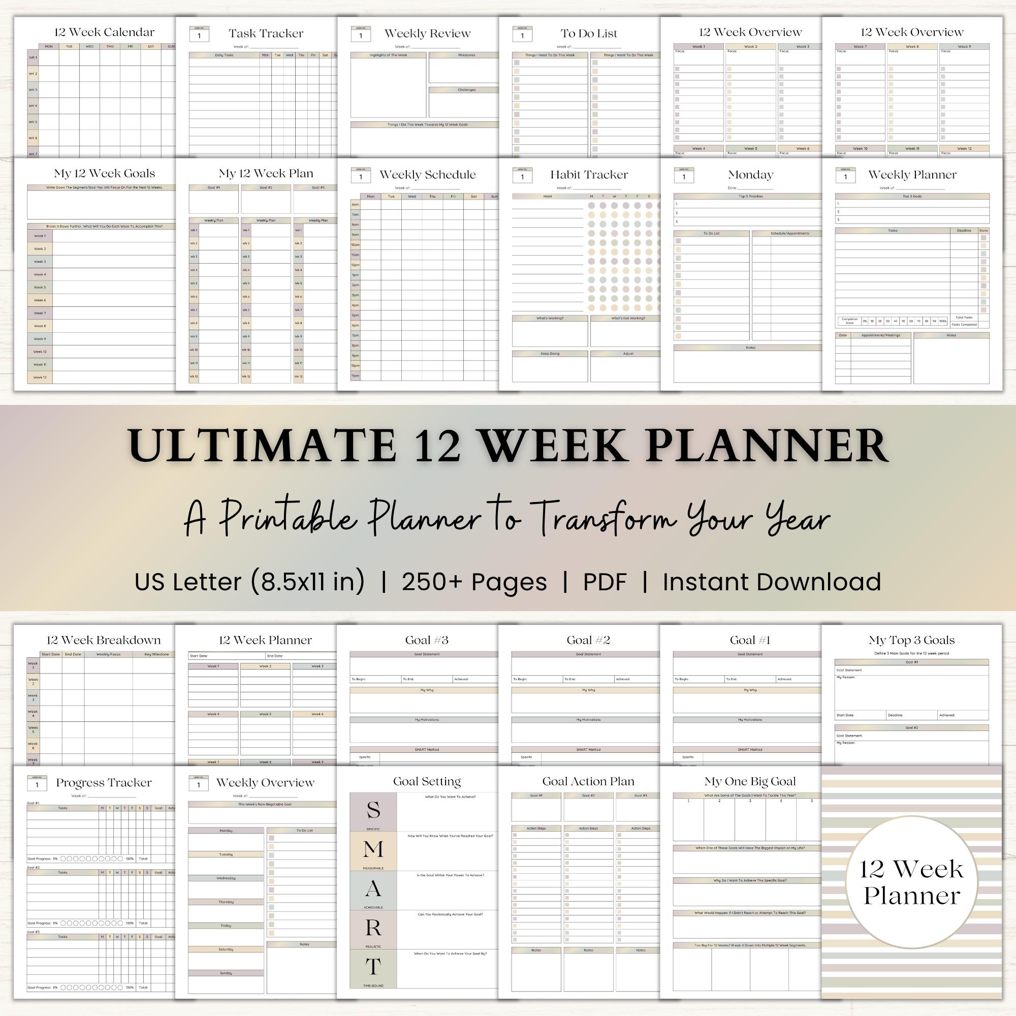 12 Week Planner Printable: Goal-focused Planning System for Weekly ...