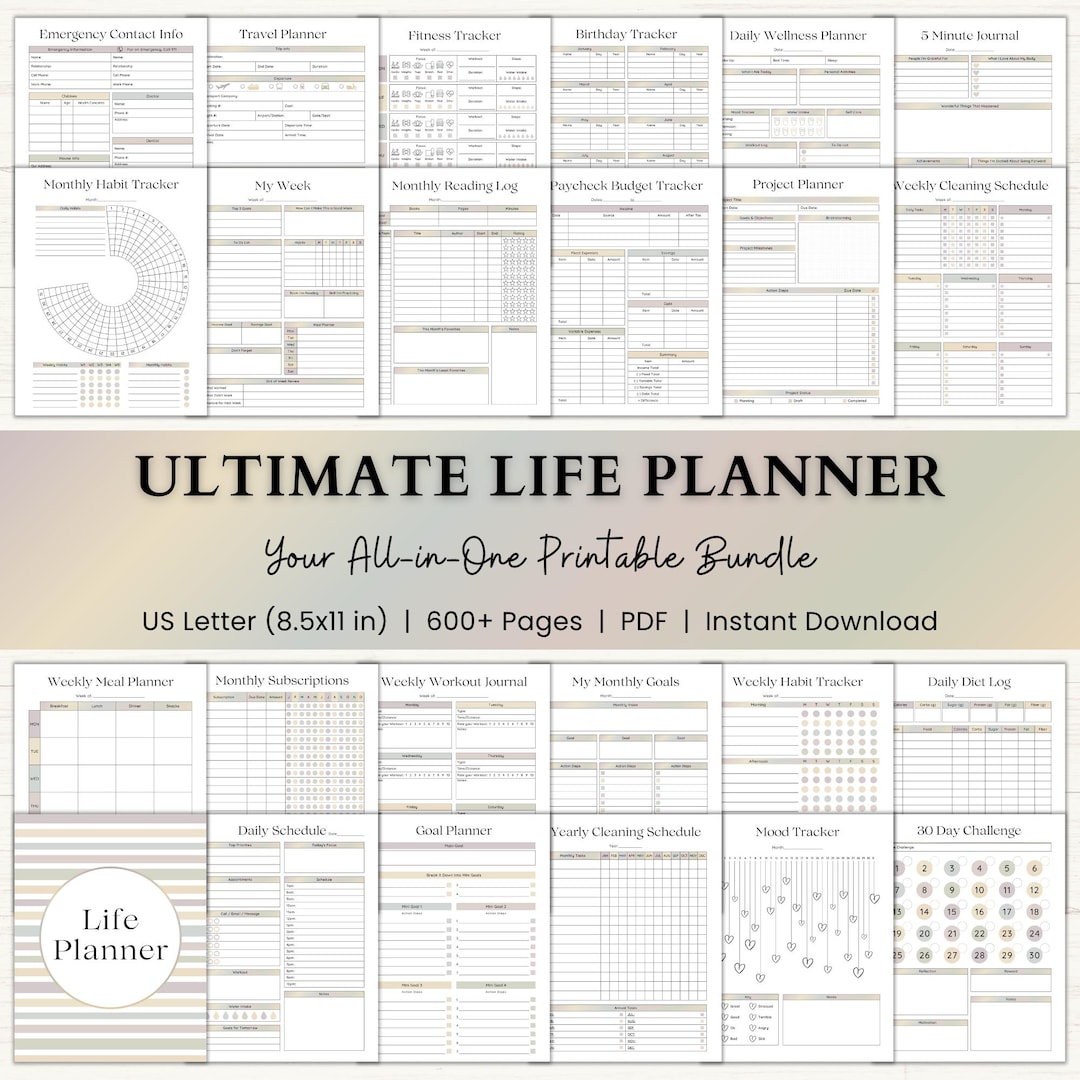 Ultimate Life Planner Printable Bundle | Adhd Productivity Planner ...