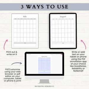 Editable Undated Monthly Calendar | One Page Perpetual Calendar | 12 ...