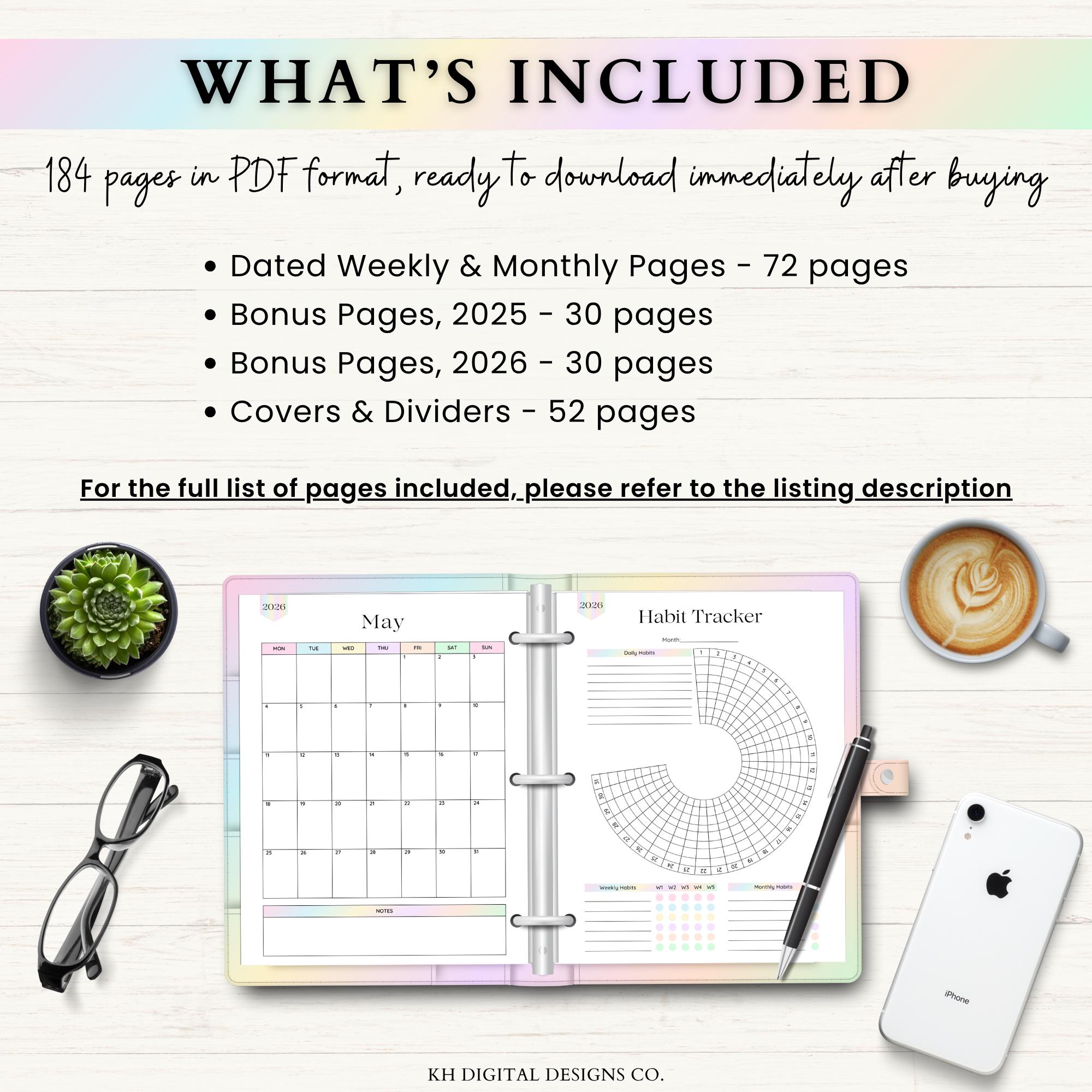 2025-2026 Academic Planner | Weekly Dated Planner | Academic Calendar ...