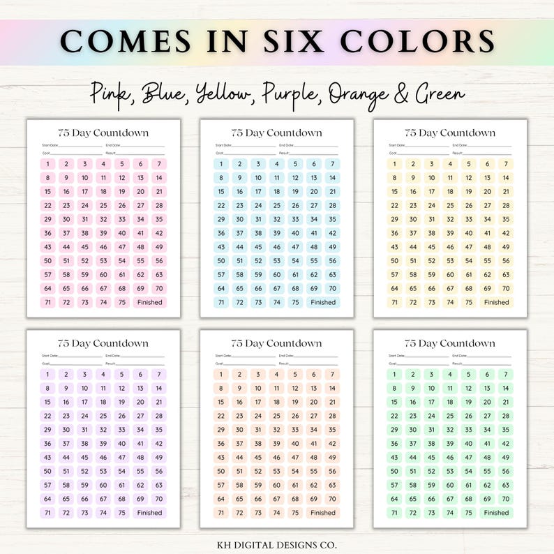 75 Medium Challenge Printable Planner | 75 Day Tracker Template ...