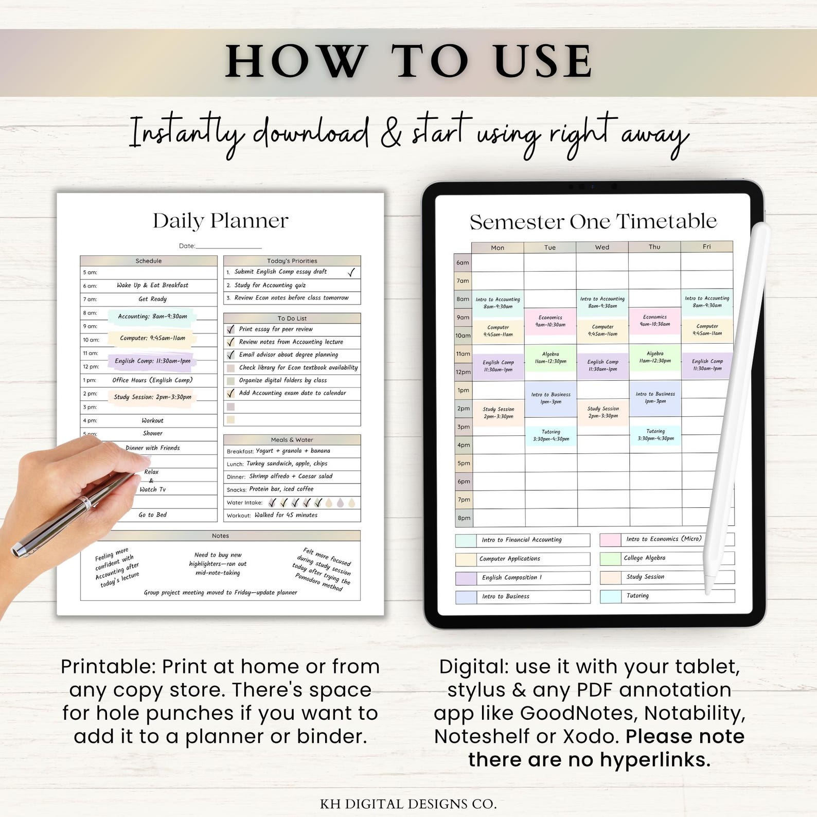 Student Academic Planner Printable | Adhd Back to School Planner ...