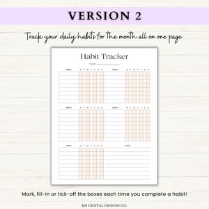 Monthly Habit Tracker Printable Vertical | Fillable Weekly Habit ...