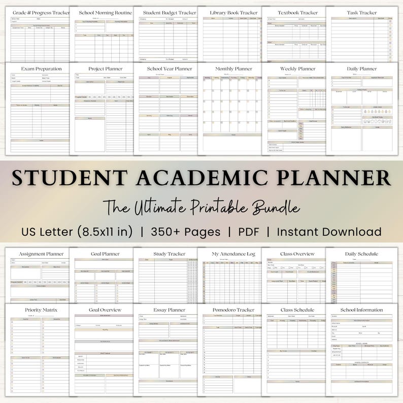 Student Academic Planner Printable | Adhd Back to School Planner ...