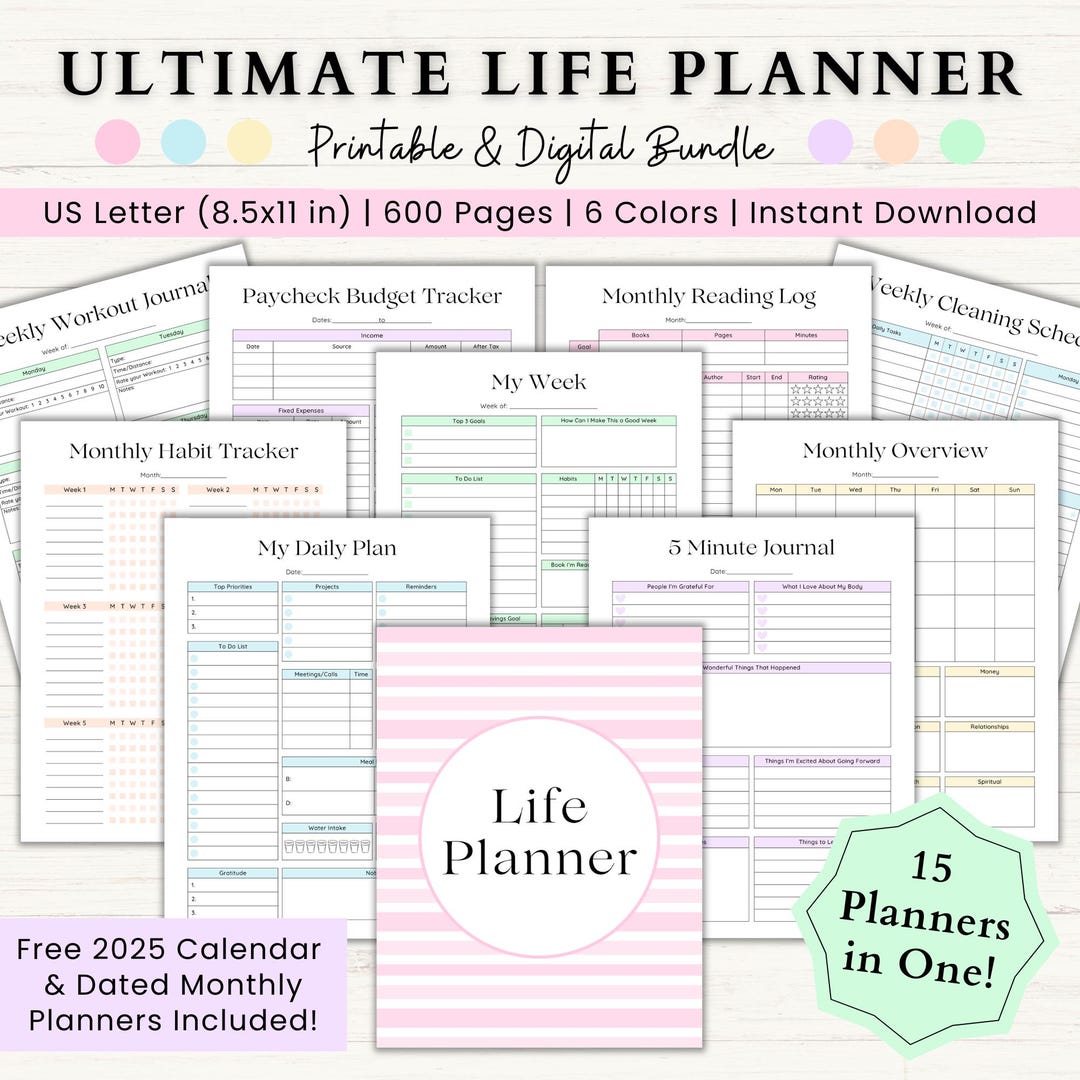 Ultimate Life Planner Printable Bundle | Adhd Productivity Planner ...