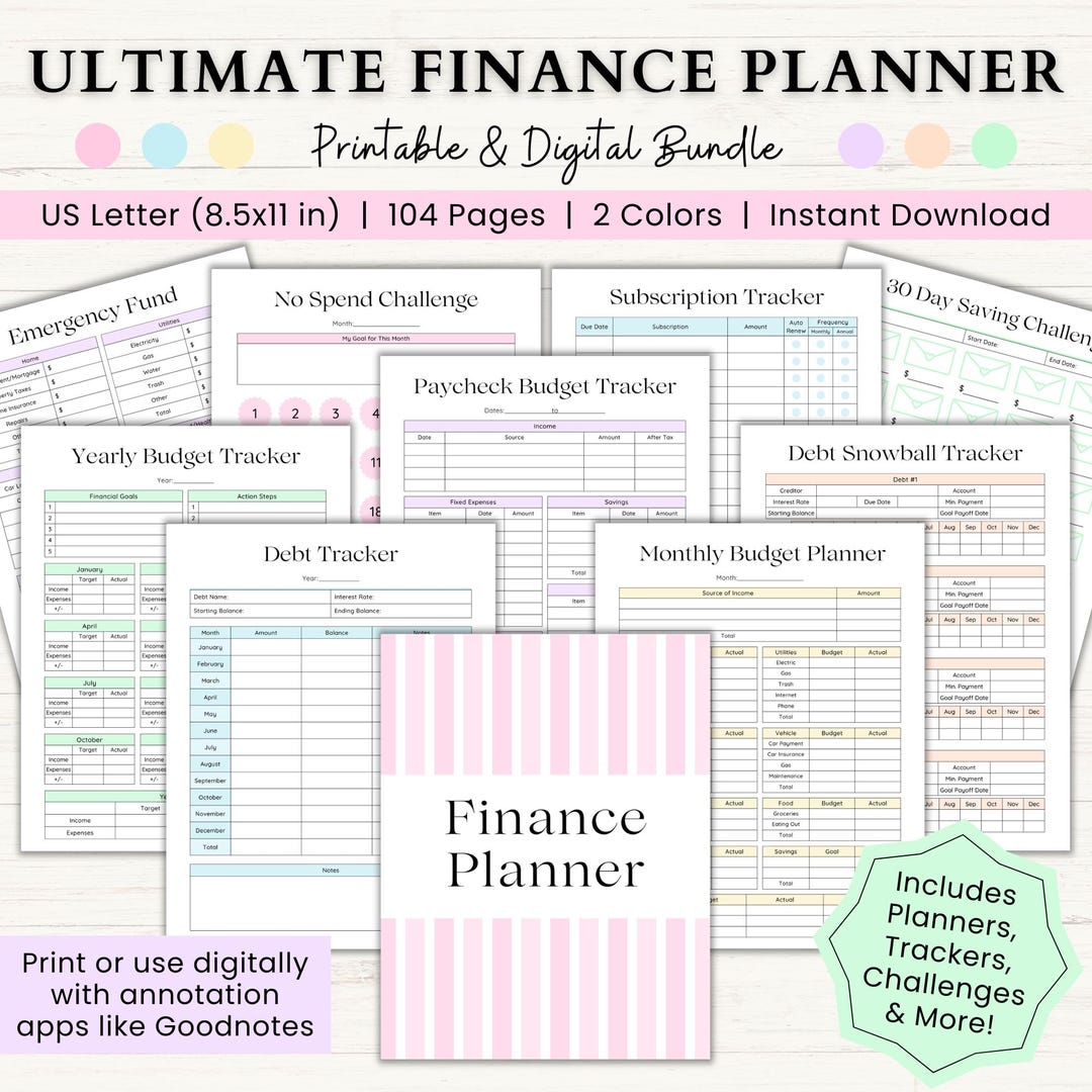 Finance Planner Printable | Monthly Budget Planner Book | Expense ...