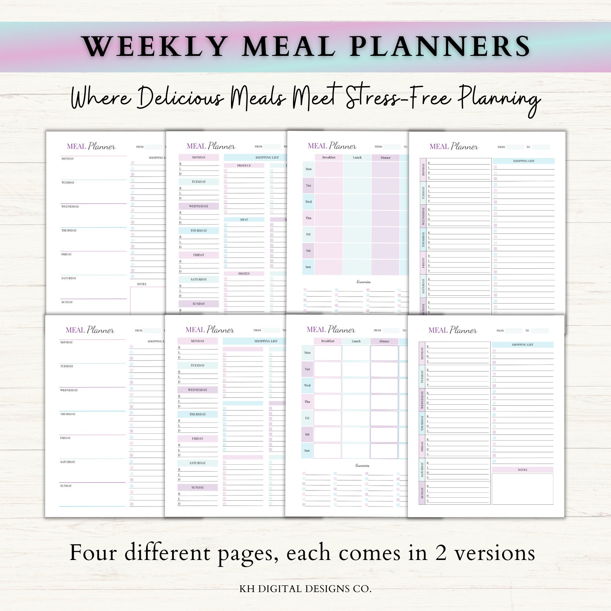 Weekly Meal Planner Printable Bundle | Meal Planning, Grocery Shopping ...