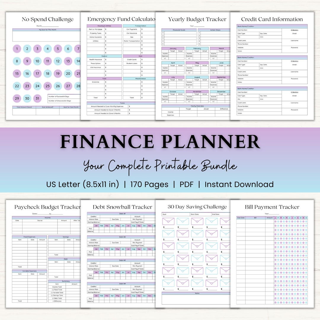 Finance Planner Printable | 2026 Budget Binder | Bill Calendar ...