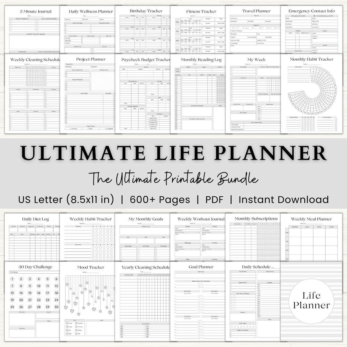 Ultimate Life Planner Printable Bundle | Adhd Productivity Planner ...
