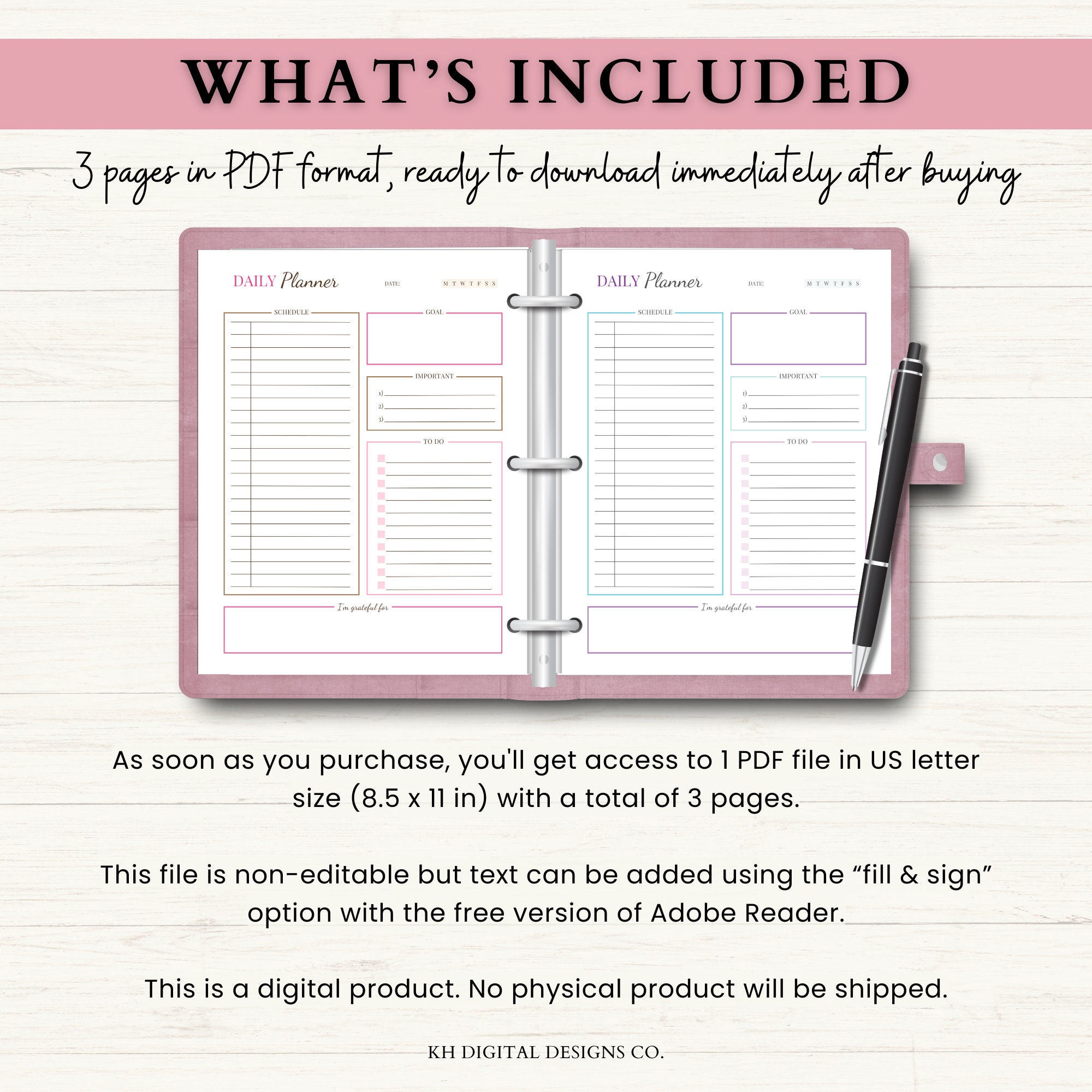 Daily Planner Printable Task Tracker PDF Simple Day Planner Daily ...