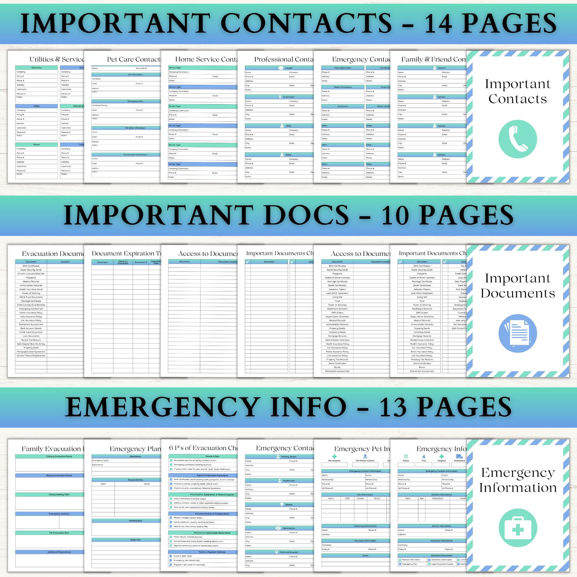 Emergency Binder Printable | End of Life Planner | Household Family ...