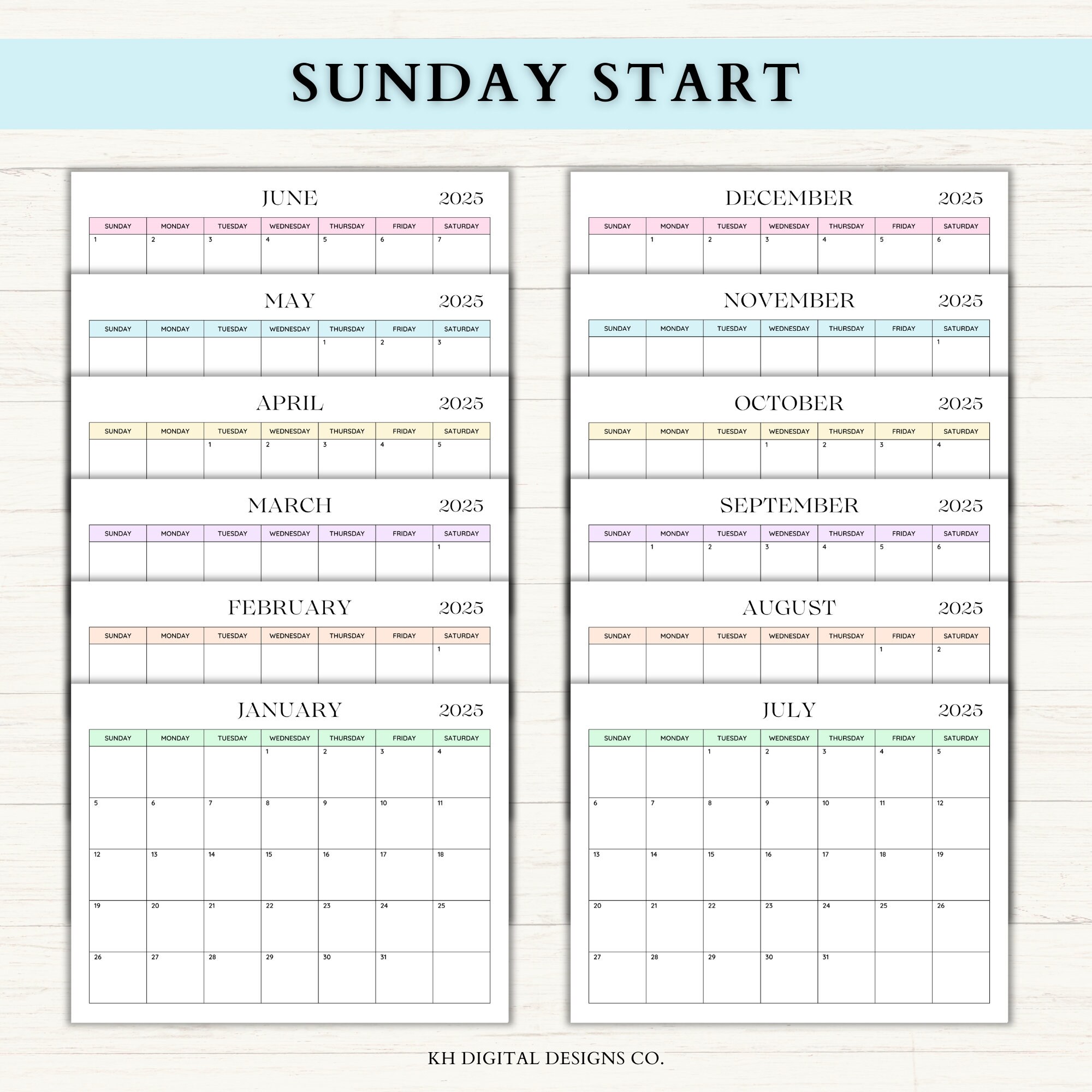 Editable 2025 Monthly Calendar | One Page Monthly Planner | Dated 12 ...