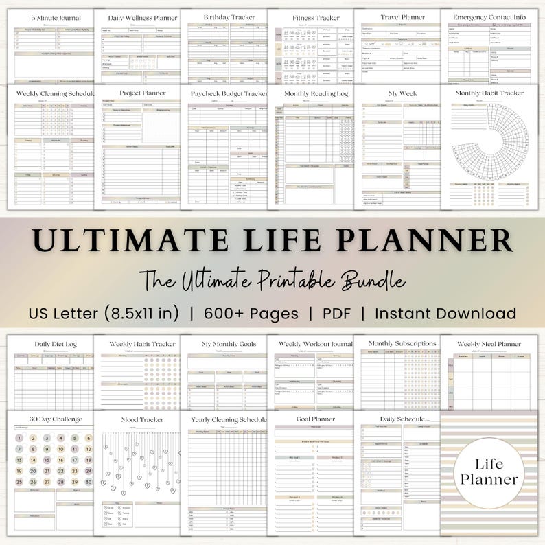 Ultimate Life Planner Printable Bundle | Adhd Productivity Planner ...