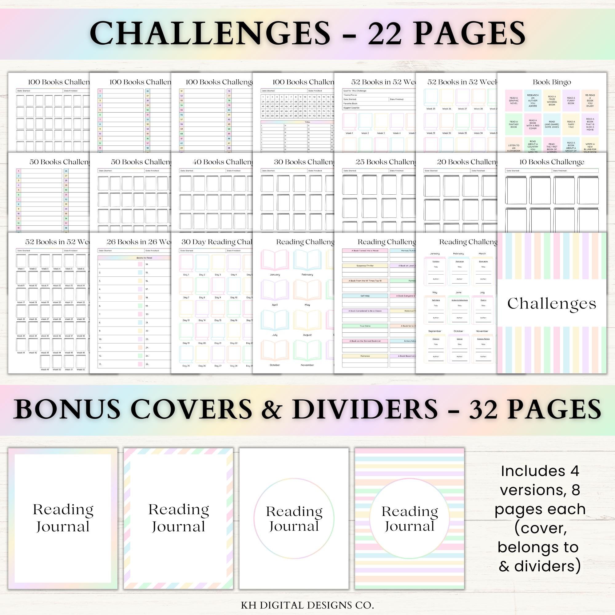 Reading Journal Printable | Reading Tracker, Book Reviews & Challenges ...
