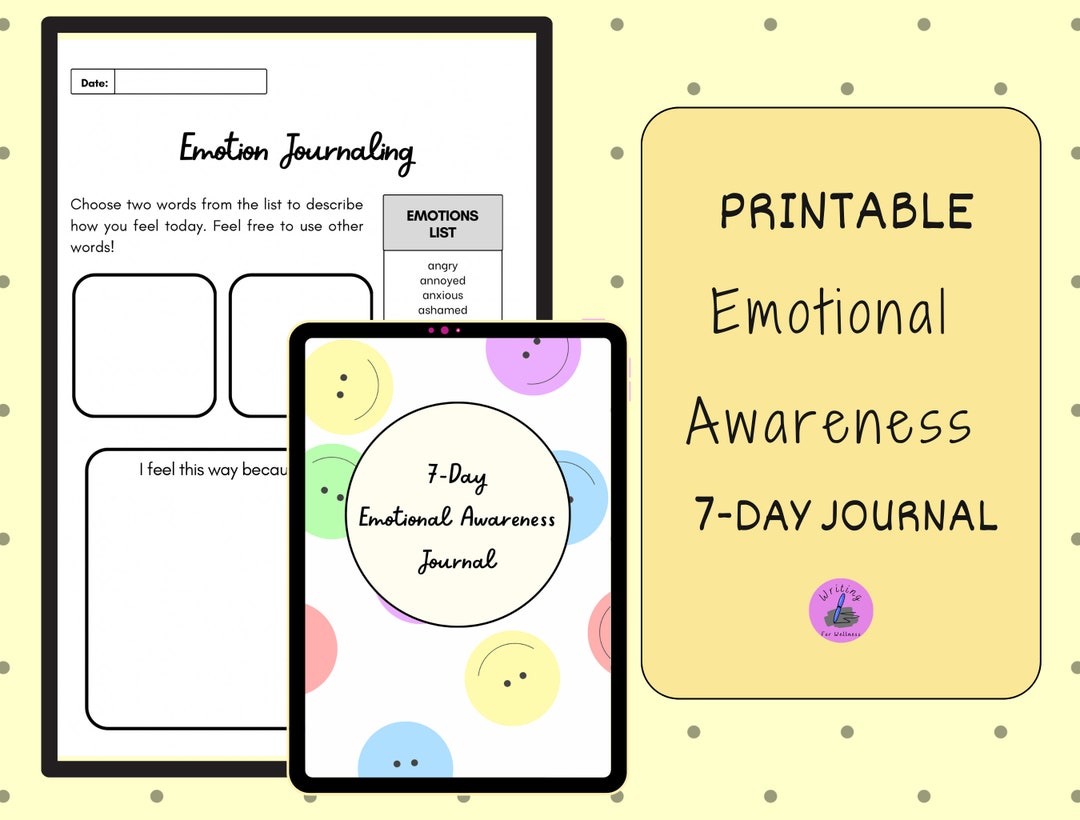 Emotions Journal, Emotion Wheel Included. Instant Download PRINTABLE - Etsy