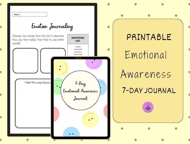 Emotions Journal, Emotion Wheel Included. Instant Download PRINTABLE - Etsy