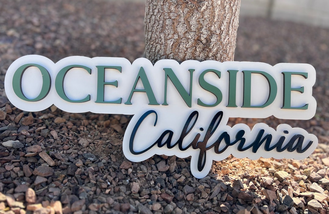 Layered City Sign Personalized Sign Custom Town Oceanside - Etsy