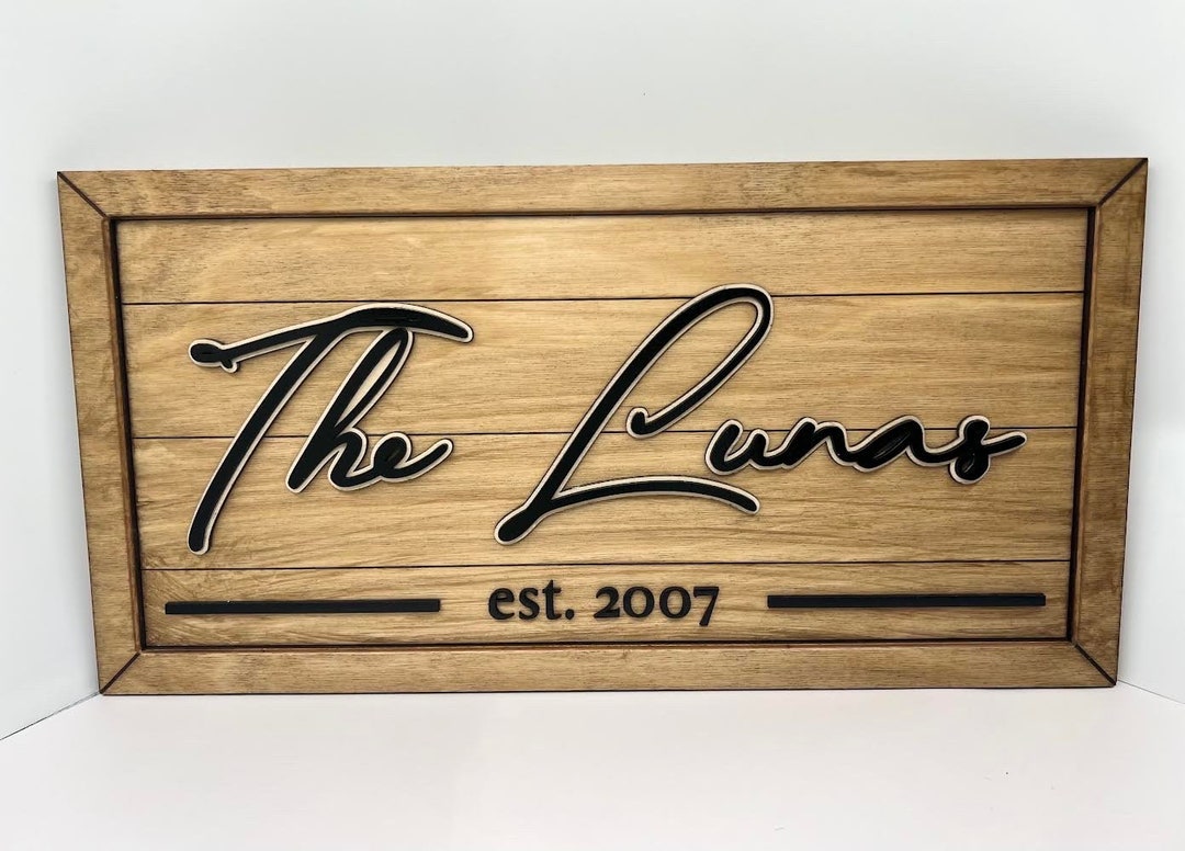 Custom Name Sign With Established Date, Family Sign, Last Name - Etsy
