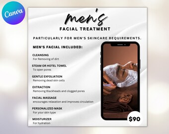 Mens Facial Specials Flyer DIY Canva Template Facial Treatment Flyer ...