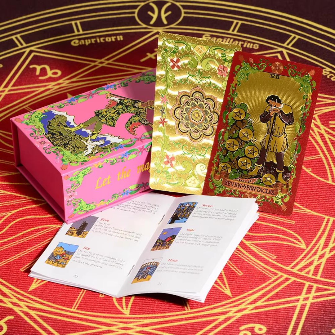 Pink Gold Tarot Deck, Tarot Cards Deck With Guidebook, Luxury Gift Box ...