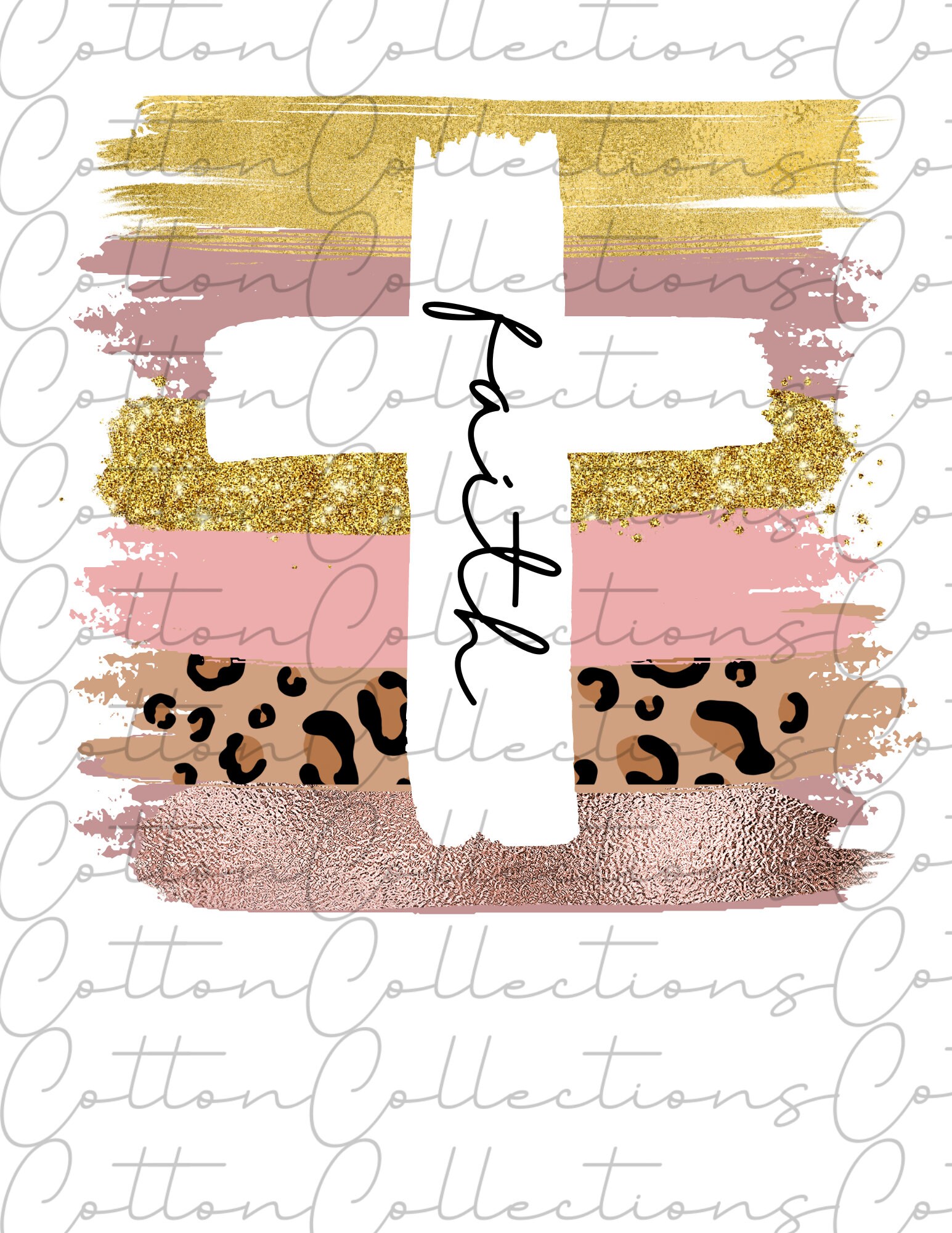 Faith - Cross - Pink Brush Strokes - Etsy