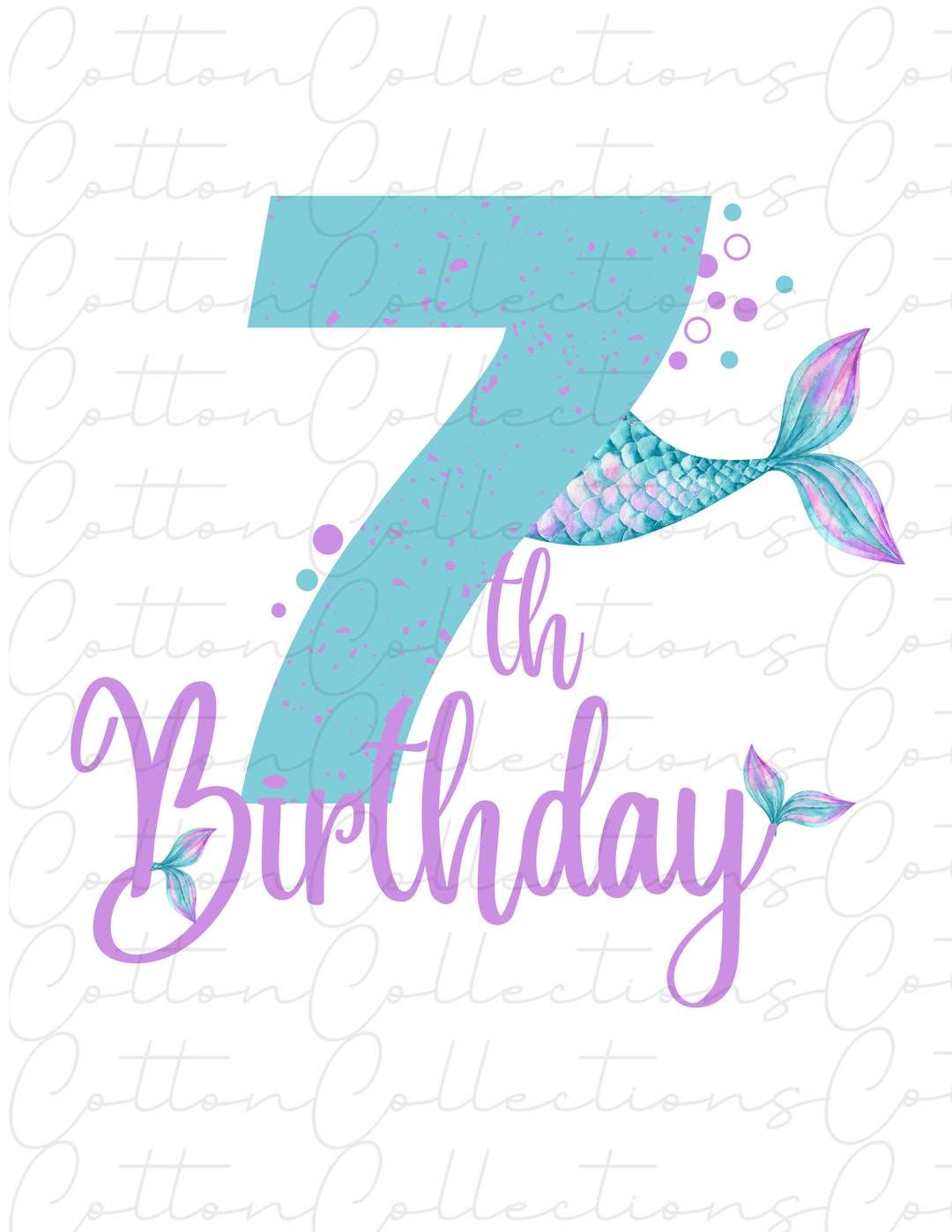 7th Birthday - Girls Birthday - Mermaid Number Seven - Etsy