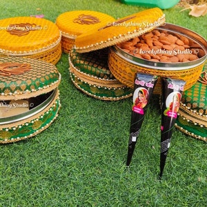 Hand Decorative Steel Boxes for Mehendi Gift, Haldi Gifts,indian Favor ...